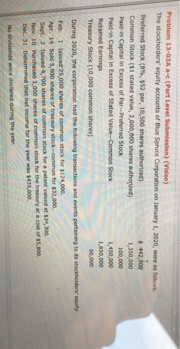 Solved Problem 13-03A a-c (Part Level Submission) (Video) | Chegg.com