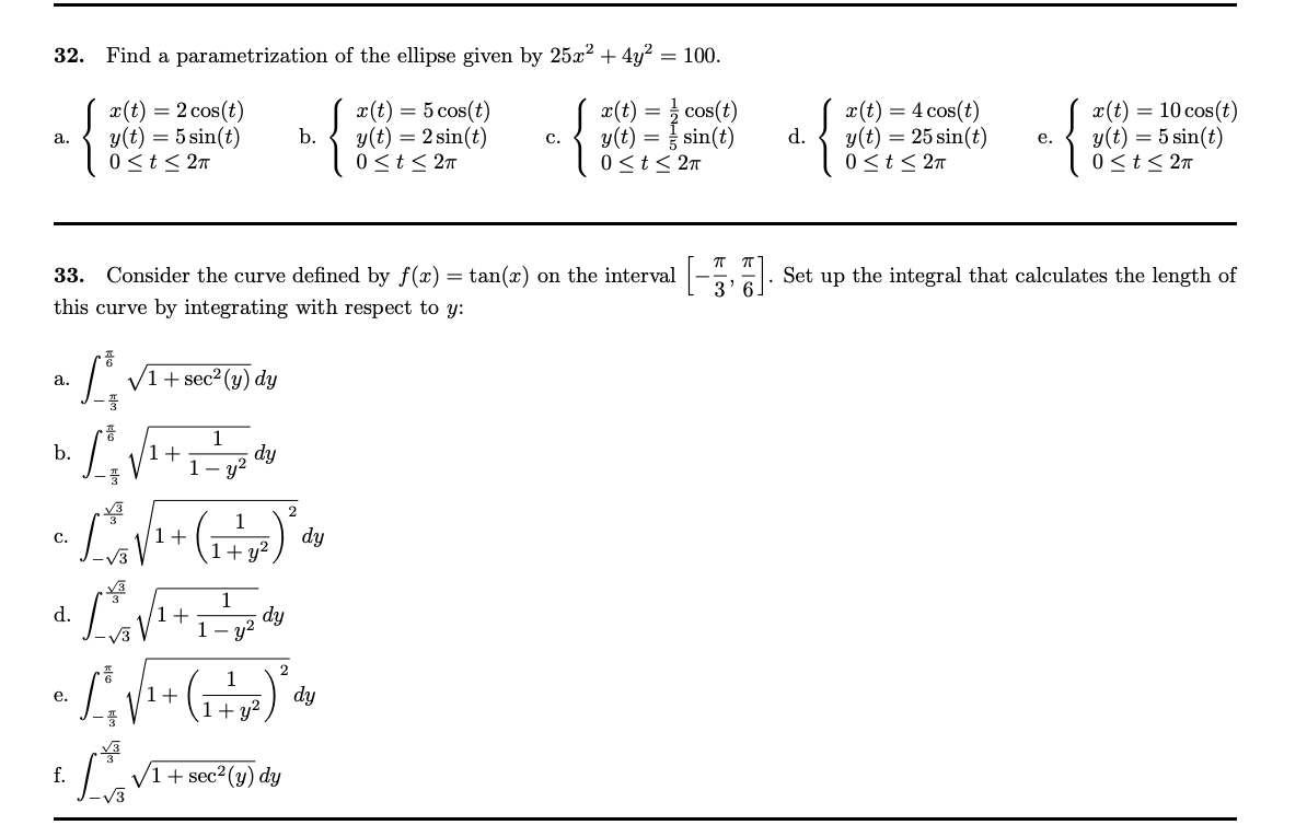 Solved 32. Find a parametrization of the ellipse given by | Chegg.com
