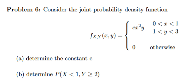 Solved Problem 6: Consider the joint probability density | Chegg.com