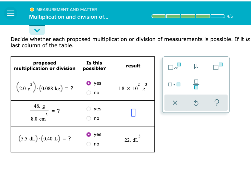 Solved MEASUREMENT AND MATTER Multiplication and division | Chegg.com