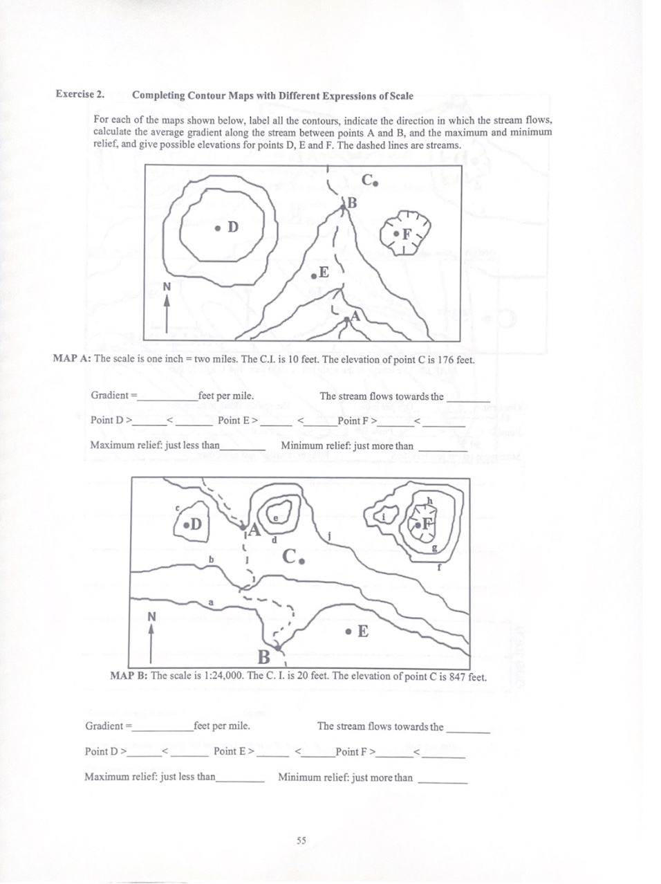 Solved Lercise 1. Labeling Contour and Point Elevations On | Chegg.com