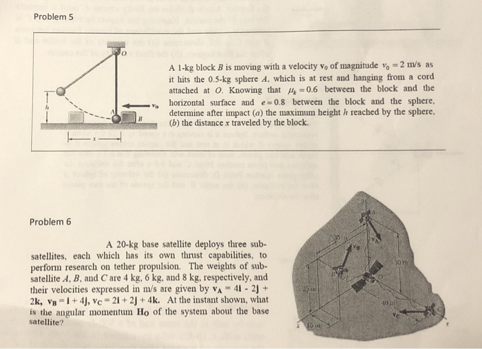 Solved Problem 5 A 1-kg block B is moving with a velocity vo | Chegg.com
