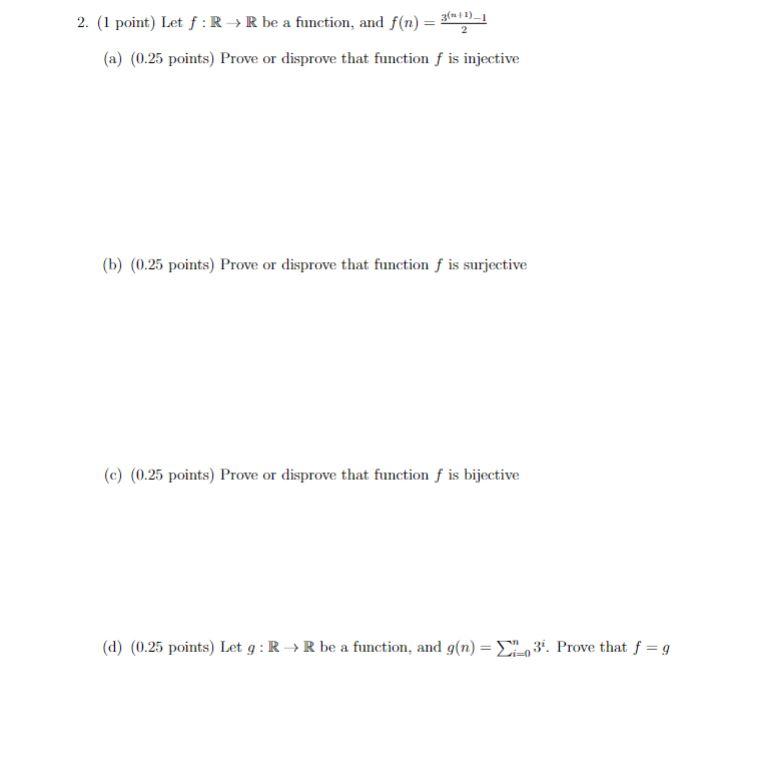 Solved 2. (1 point) Let f:R→R be a function, and | Chegg.com