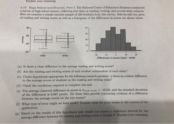 Solved Explain your reasoning- 4.10 High School and Beyond, | Chegg.com