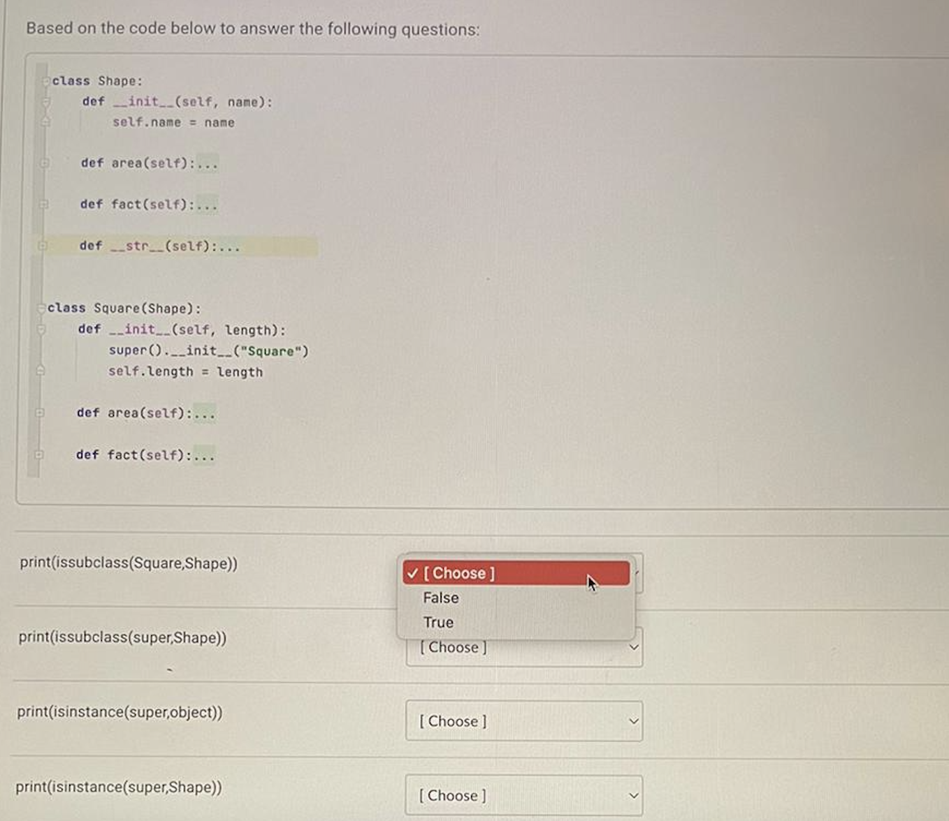 Solved Based on the code below to answer the following | Chegg.com