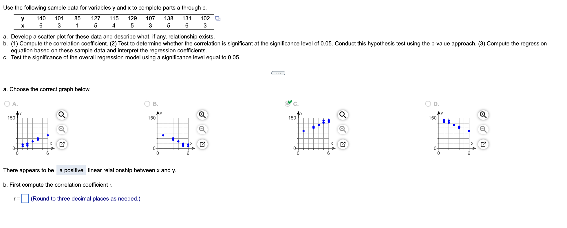 Solved Use the following sample data for variables y and x | Chegg.com