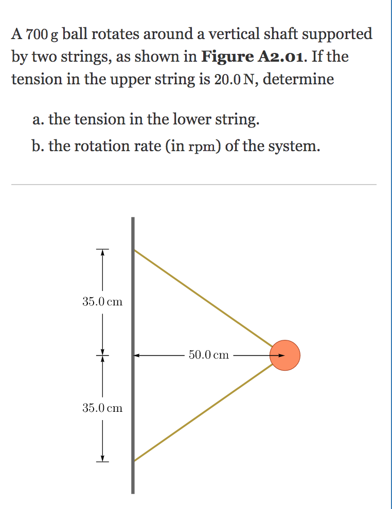 Solved a) the tension in the lower string b) the rotation | Chegg.com