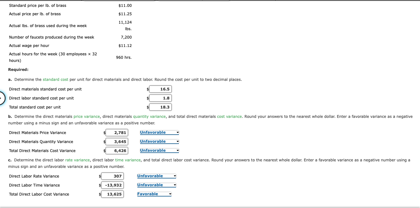 Solved Direct Materials and Direct Labor Variance Analysis | Chegg.com
