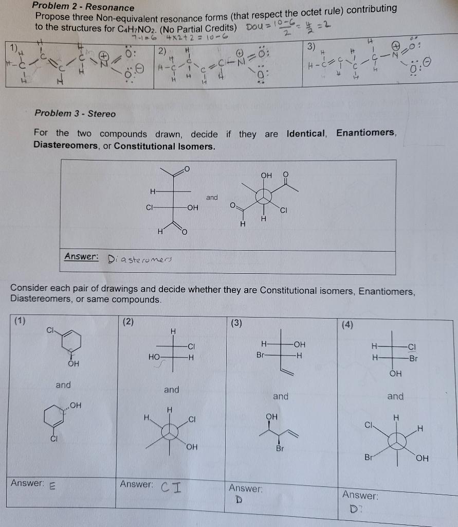 Solved Problem 2 - Resonance Propose three Non-equivalent | Chegg.com