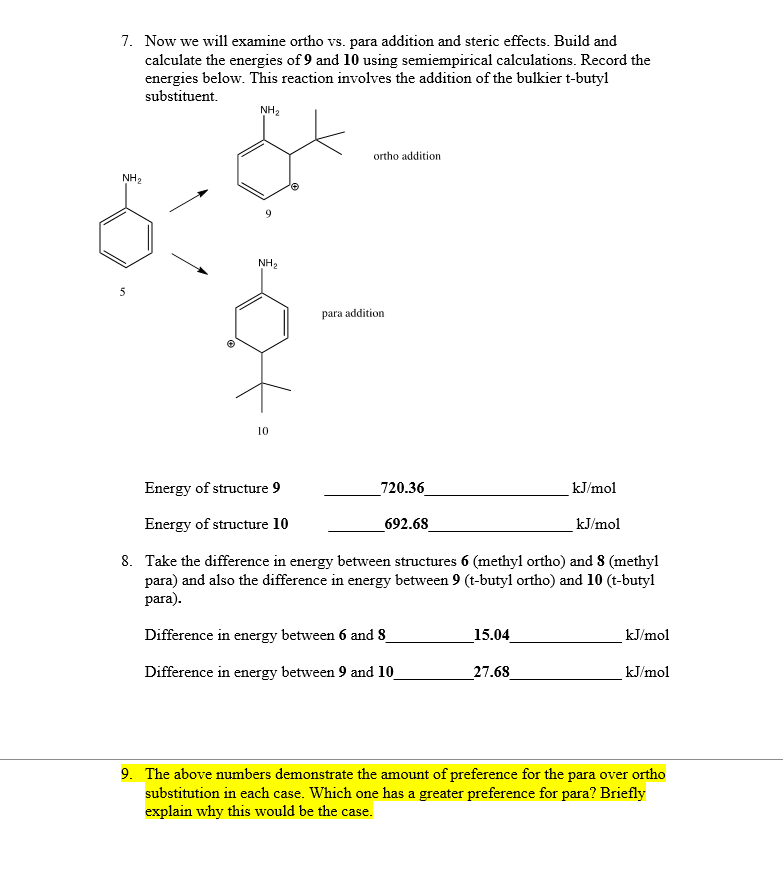 Solved 7. Now we will examine ortho vs. para addition and | Chegg.com
