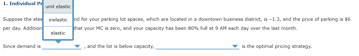 Solved 1. Individual Pr Suppose the elas nd for your parking | Chegg.com
