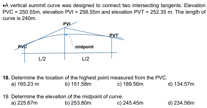 Solved A vertical summit curve was designed to connect two | Chegg.com
