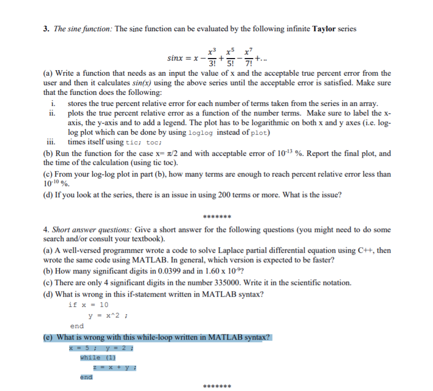 Solved The sine function: The sine function can be evaluated | Chegg.com