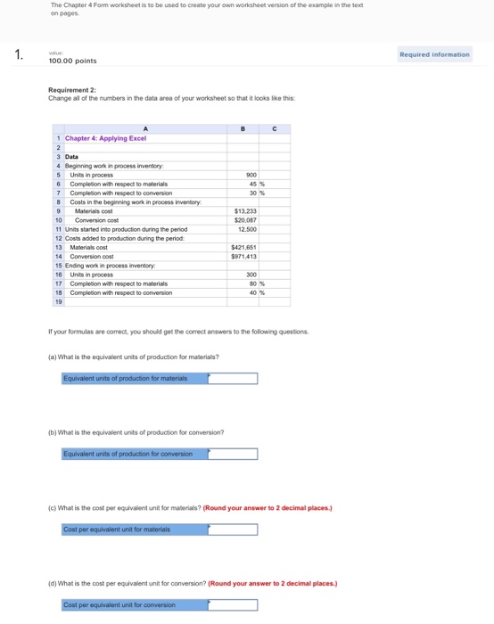 Solved The Chapter 4 Form worksheet is to be used to create | Chegg.com