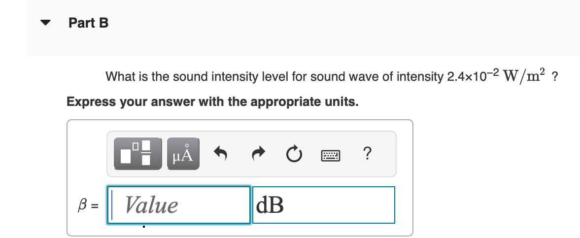Solved What is the sound intensity level for sound wave of | Chegg.com