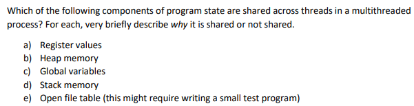 Solved Which of the following components of program state | Chegg.com