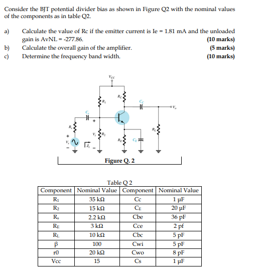 Solved Consider the BJT potential divider bias as shown in | Chegg.com