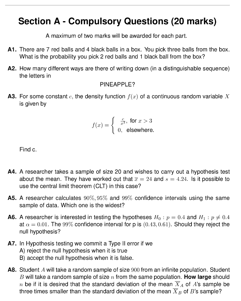 Solved Section A - Compulsory Questions (20 marks) A maximum | Chegg.com