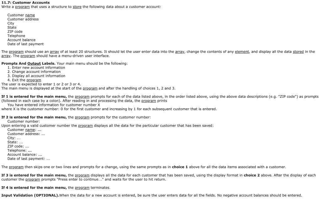 Solved 11.7: Customer Accounts Write a program that uses a | Chegg.com