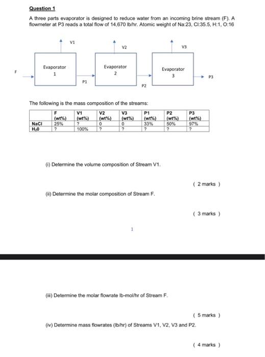 Solved A three parts evaporator is designed to reduce water | Chegg.com