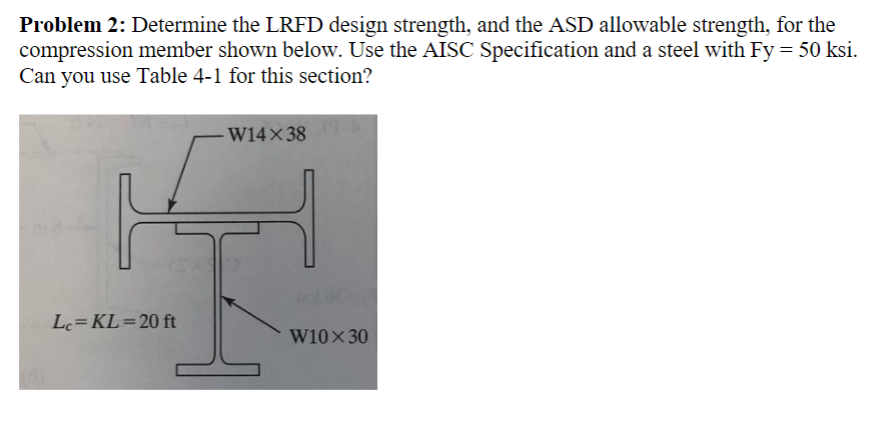 Solved Problem 2: Determine the LRFD design strength, and | Chegg.com