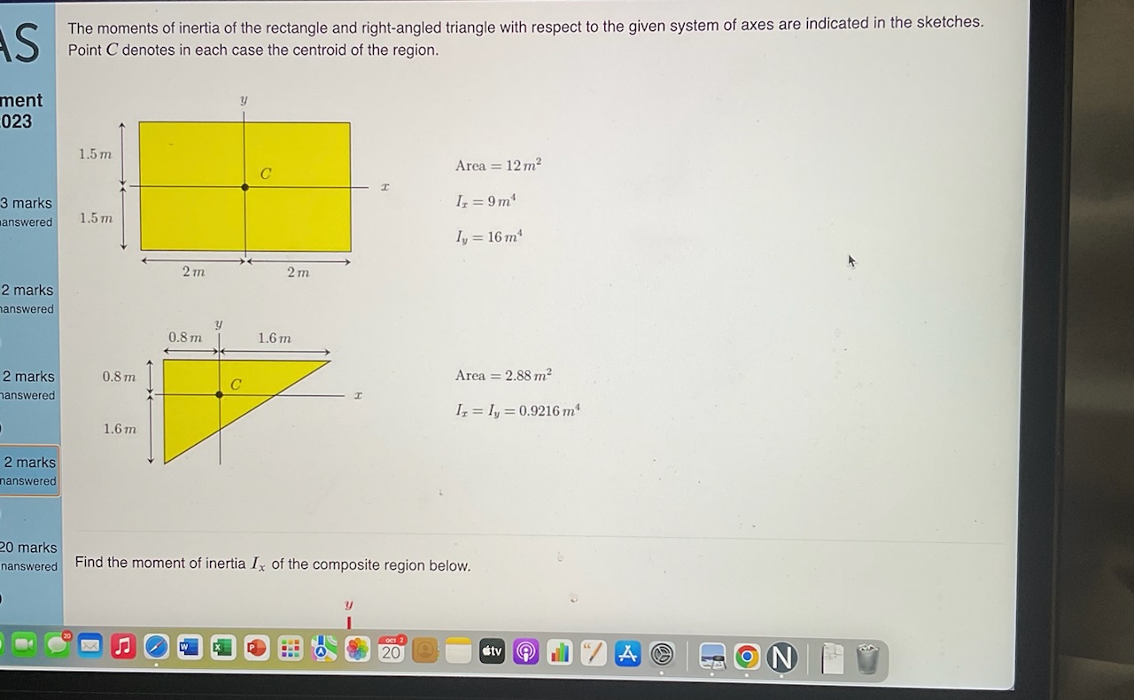 Solved The moments of inertia of the rectangle and | Chegg.com