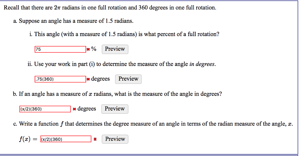 Solved Recall that there are 2π radians in one full rotation | Chegg.com
