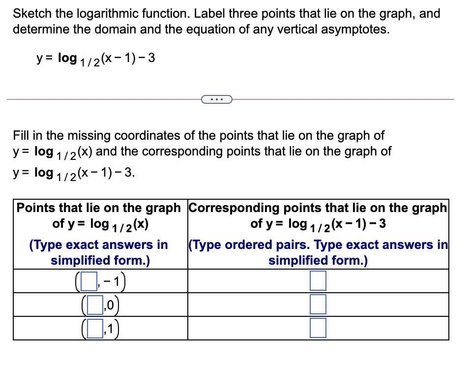 Solved Sketch the logarithmic function. Label three points | Chegg.com