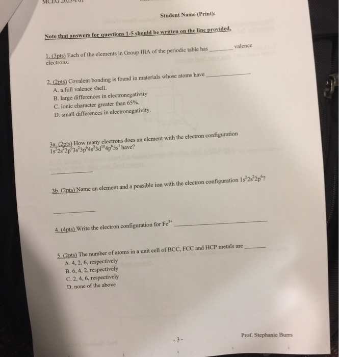 Solved Each of the elements in Group IIIA of the periodic | Chegg.com