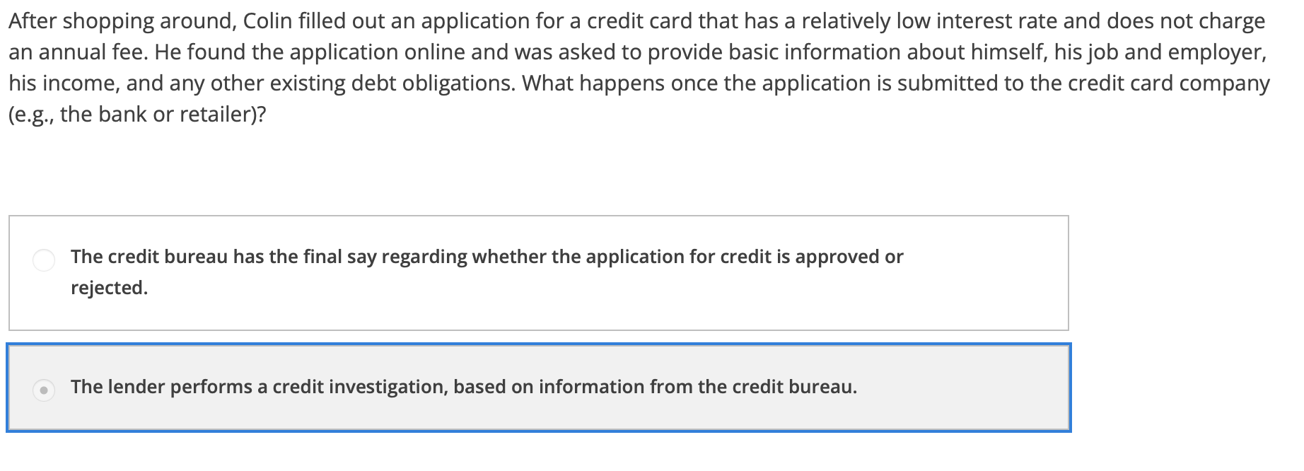 What step should Colin take next to establish credit? | Chegg.com