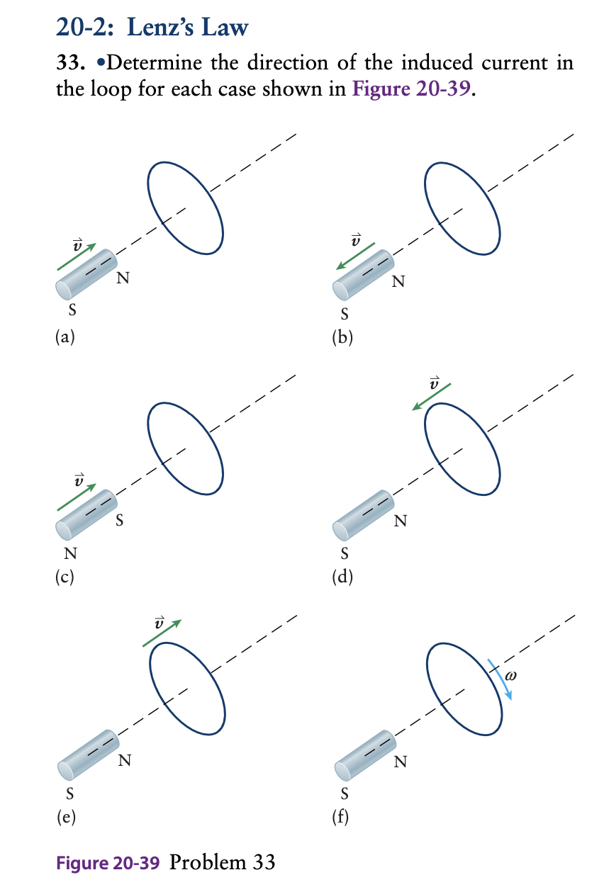 Solved 20-2: Lenz's Law 33. \( \cdot \) ﻿Determine the | Chegg.com