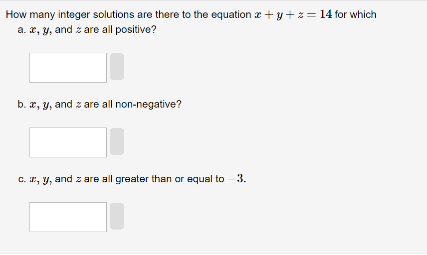 Solved How many integer solutions are there to the equation | Chegg.com