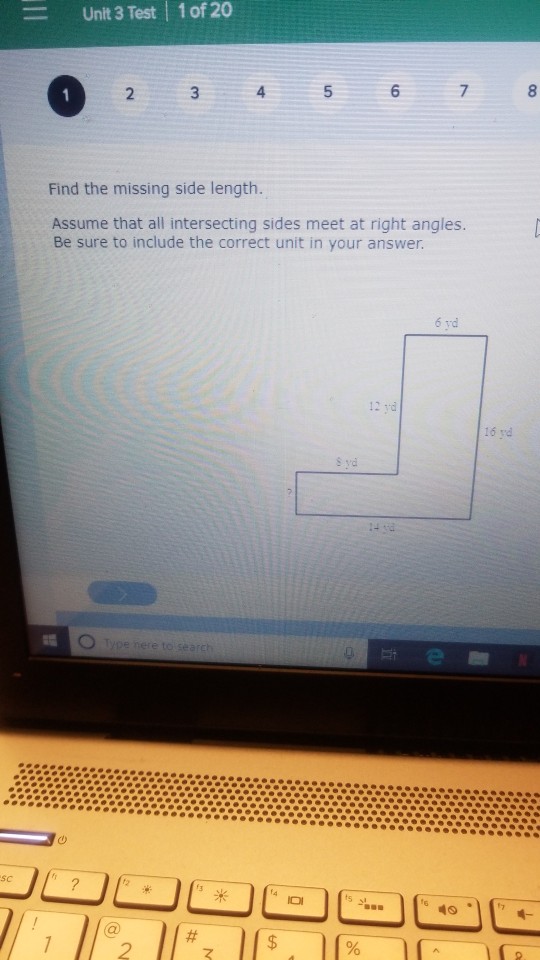 Solved Unit 3 Test | 10120 Find the missing side length | Chegg.com