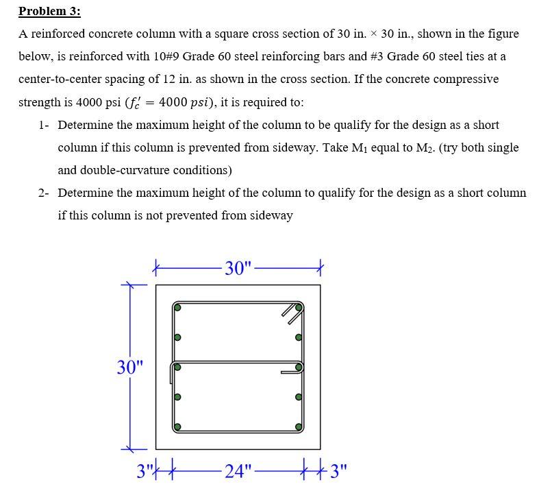 Problem 3: A reinforced concrete column with a square | Chegg.com