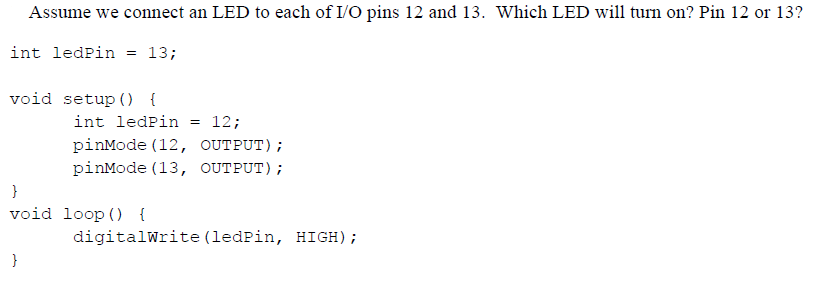 Solved Assume we connect an LED to each of I/O pins 12 and | Chegg.com
