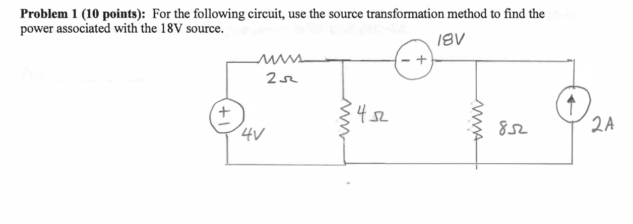 Solved Problem 1 (10 points): For the following circuit, use | Chegg.com