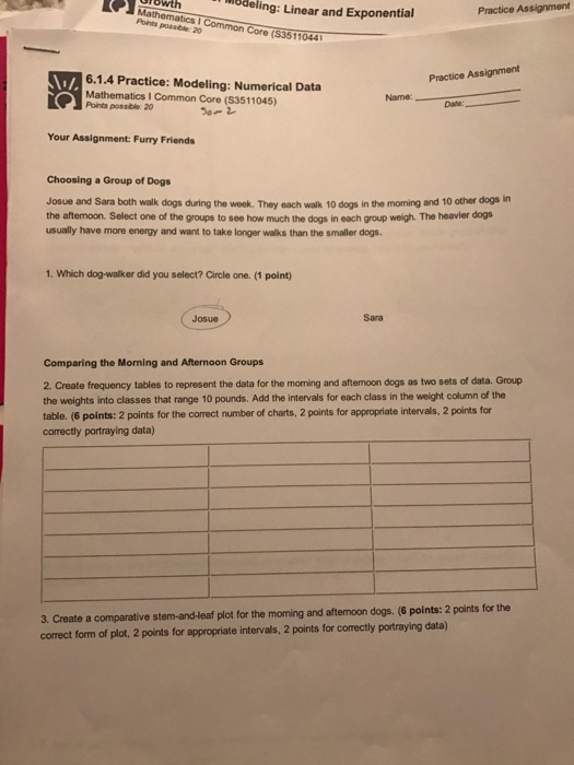 Solved owth Linear and Exponential Practice Assignment | Chegg.com