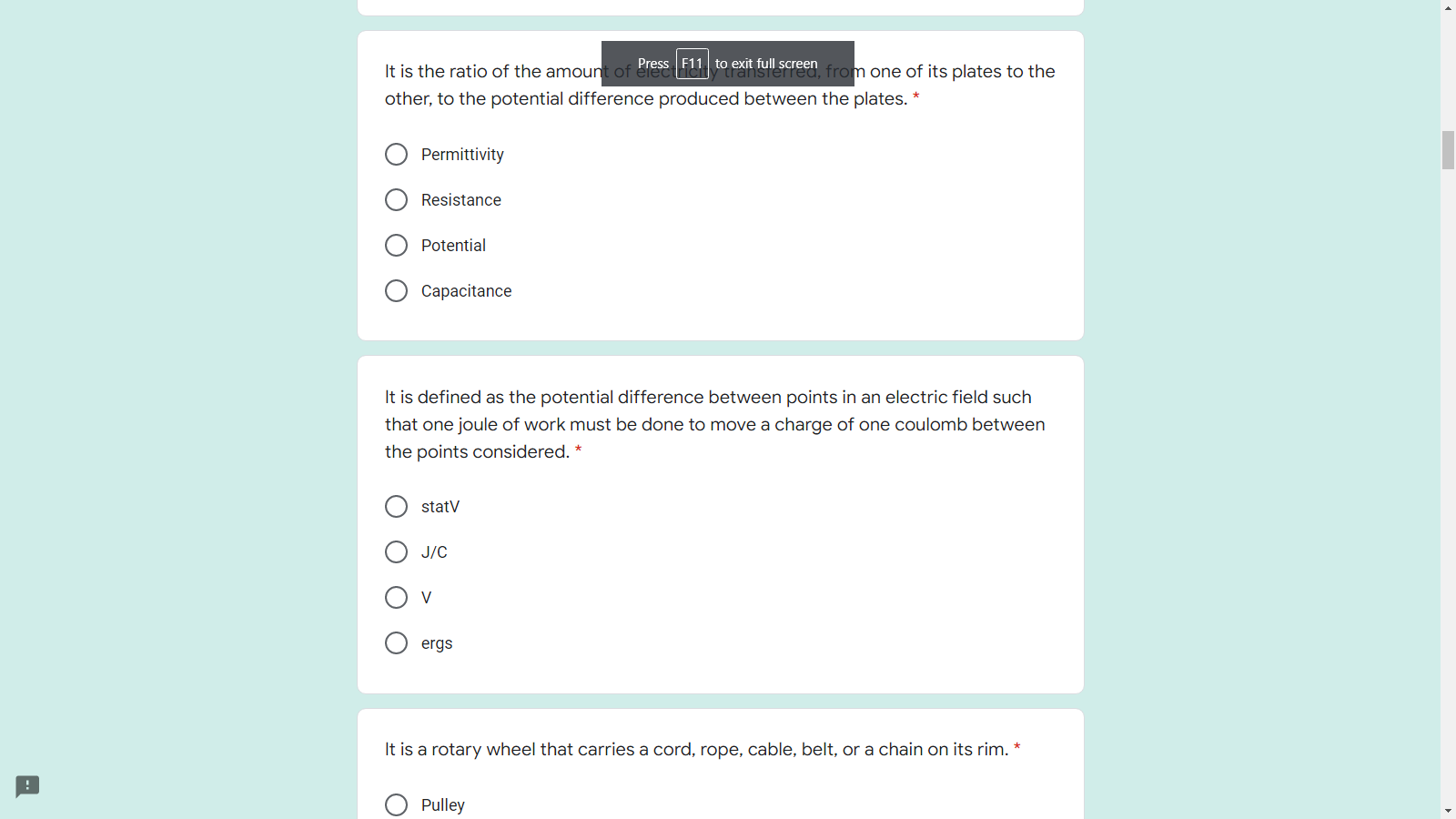 Solved It is the ratio of the amount of Press F11 to exit | Chegg.com