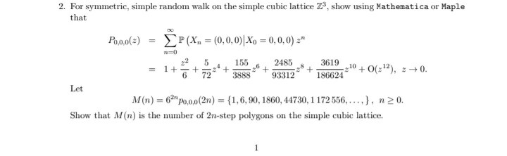 2. For symmetric, simple random walk on the simple | Chegg.com
