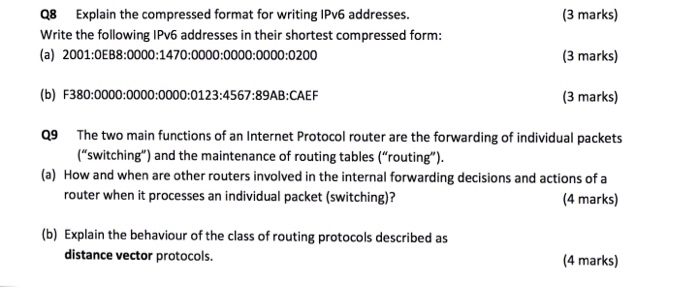Solved 8 Explain the compressed format for writing IPv6 | Chegg.com