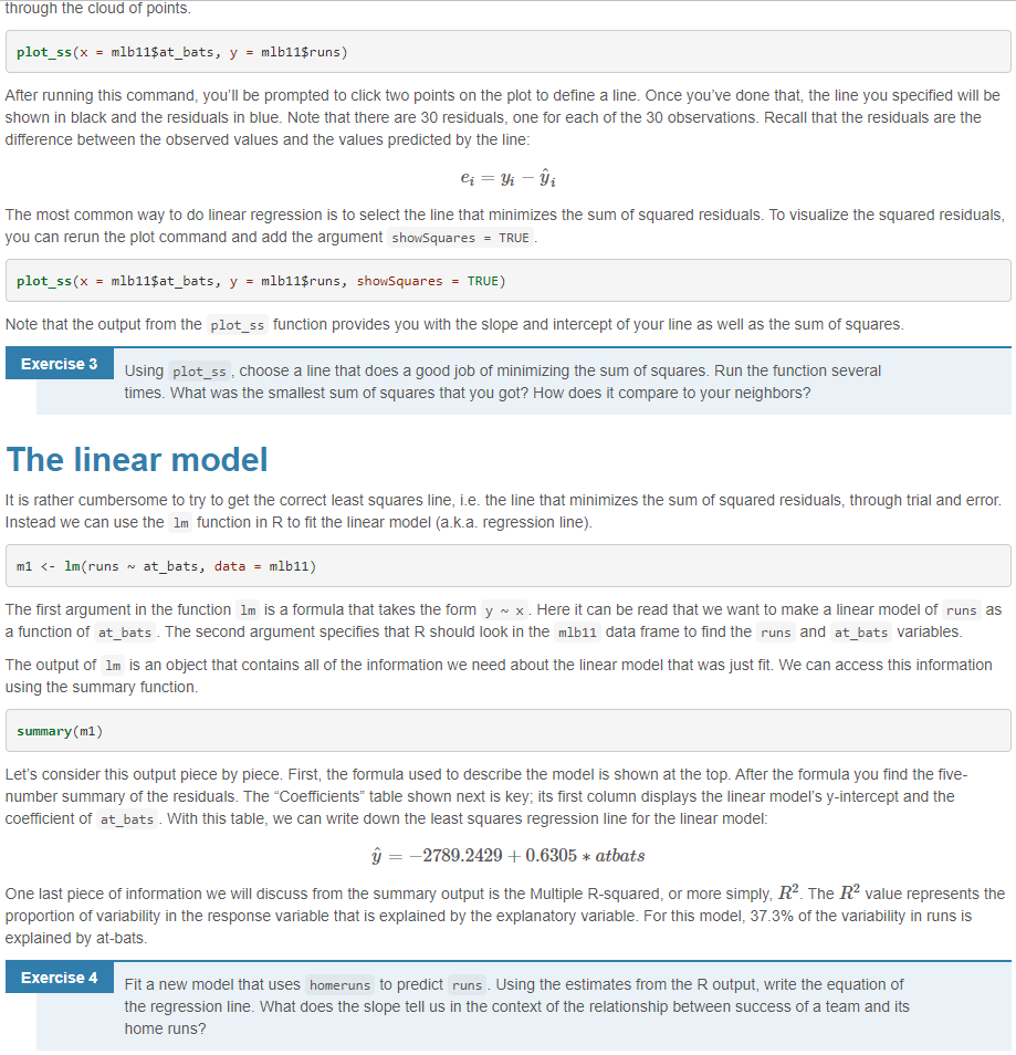 Introduction to linear regression Batter up The movie | Chegg.com