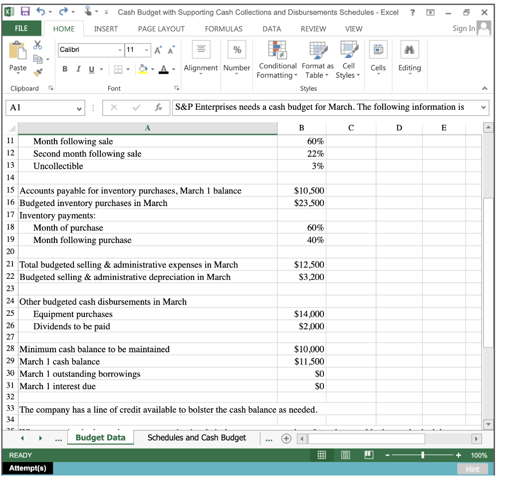 Solved Excel Project #3 Saved S&P Enterprises has provided | Chegg.com