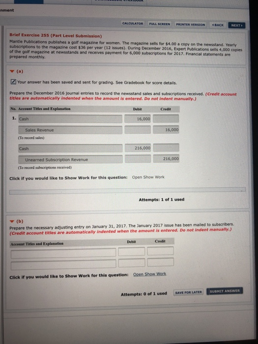 Solved nment CALCULATOR FULL SCREEN PRINTER VERSION BACK | Chegg.com
