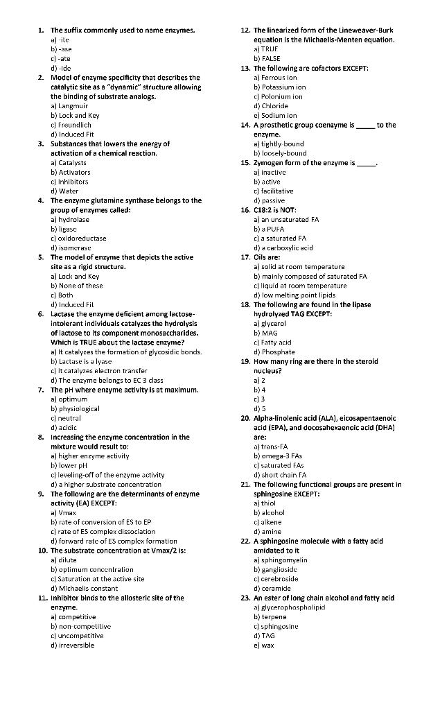 Solved Choose from the answers provided. Numbers 1-23 | Chegg.com