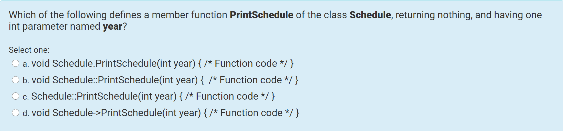 Solved Which of the following defines a member function | Chegg.com