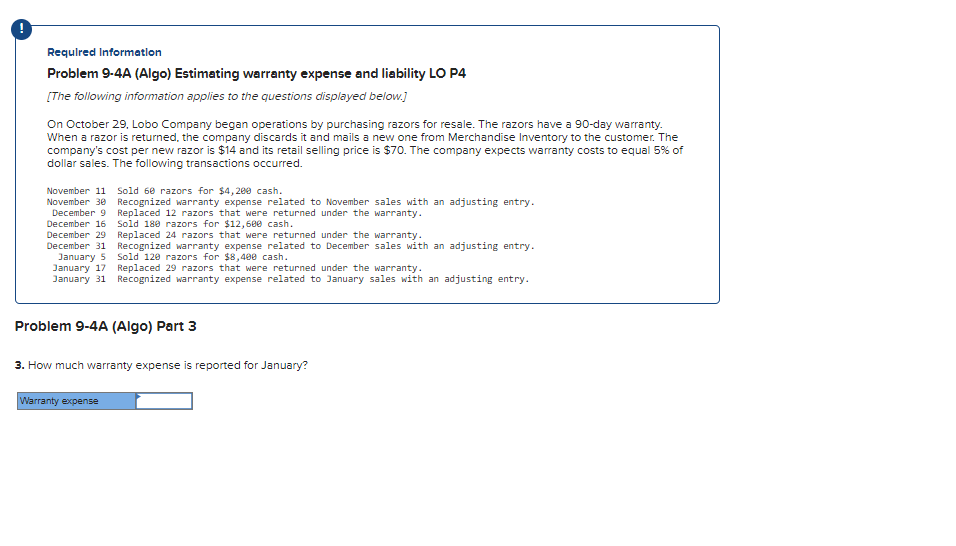 Solved Requlred Information Problem 9.4A (Algo) Estimating | Chegg.com