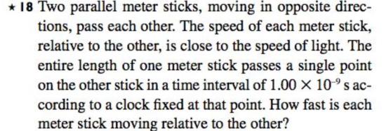 Solved * 18 Two parallel meter sticks, moving in opposite | Chegg.com