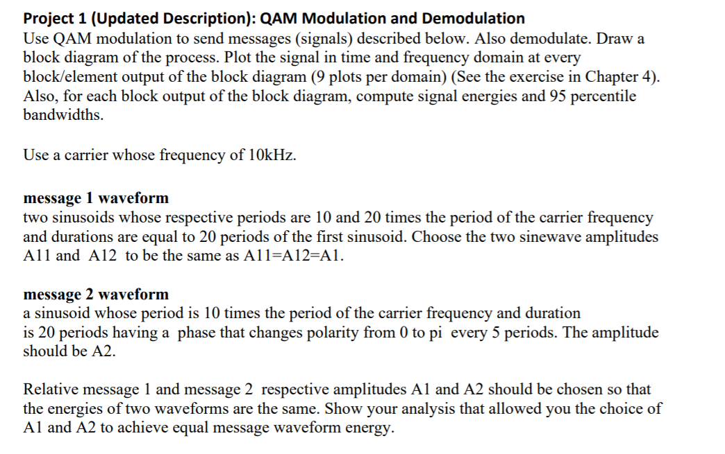 Project 2: QAM Modulation, Demodulation, Detection, | Chegg.com