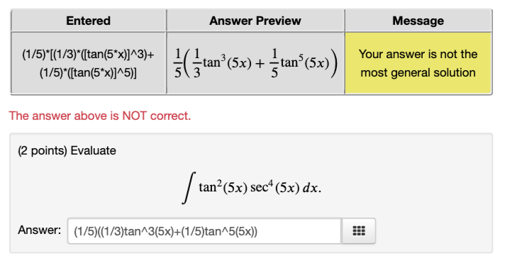 Solved The answer above is NOT correct. (2 points) Evaluate | Chegg.com