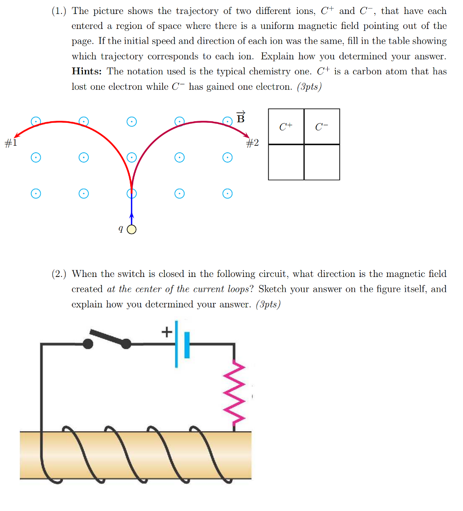 Solved (1.) The picture shows the trajectory of two | Chegg.com